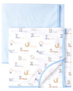 the children's place unisex baby swaddle blankets 2-pack, animal words/brook stripe, no size