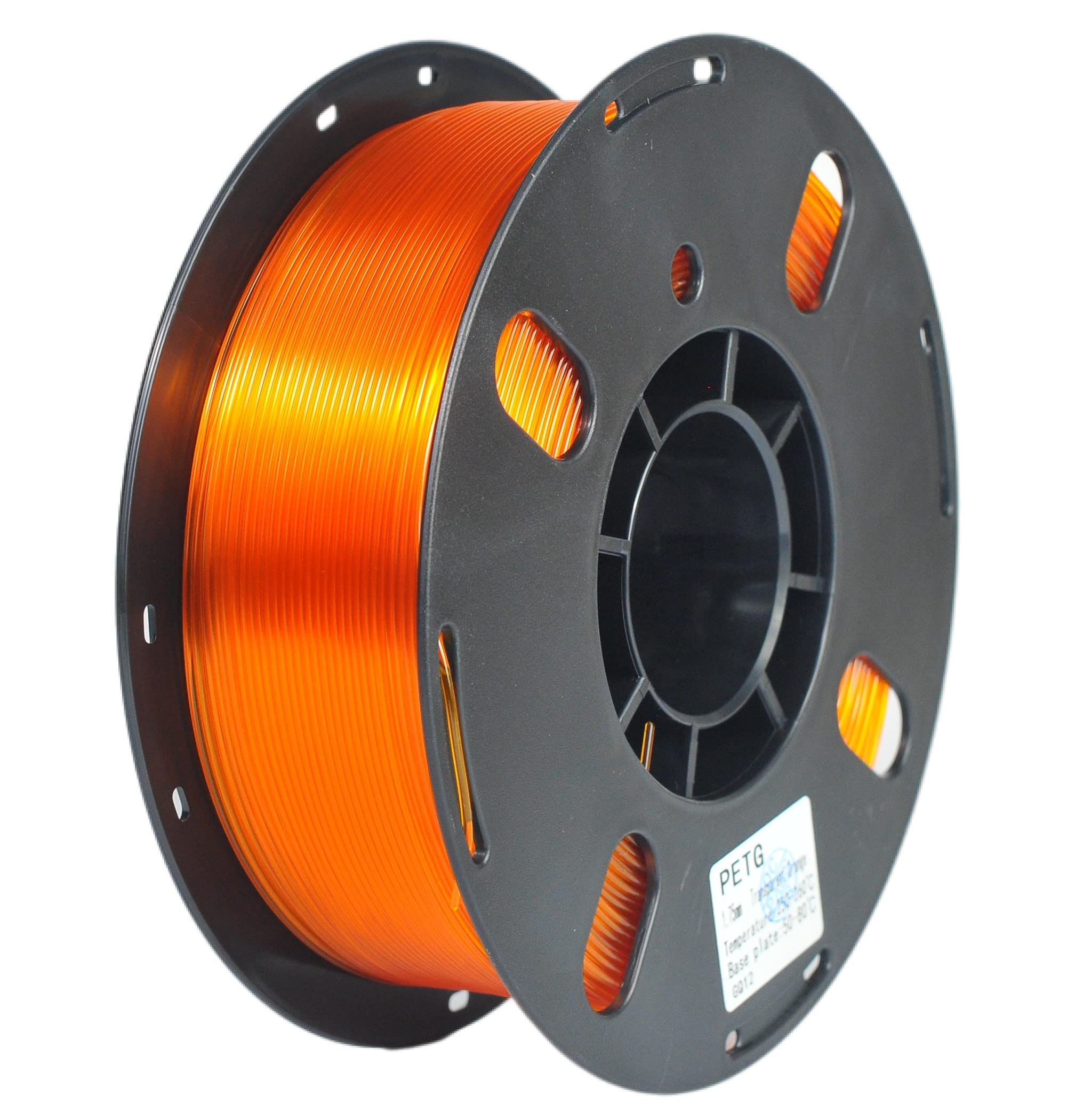 RANKI PETG Filament 1.75mm 3D Printer Filament, Dimensional Accuracy +/- 0.03 mm, 1kg Spool(Transparent Orange)