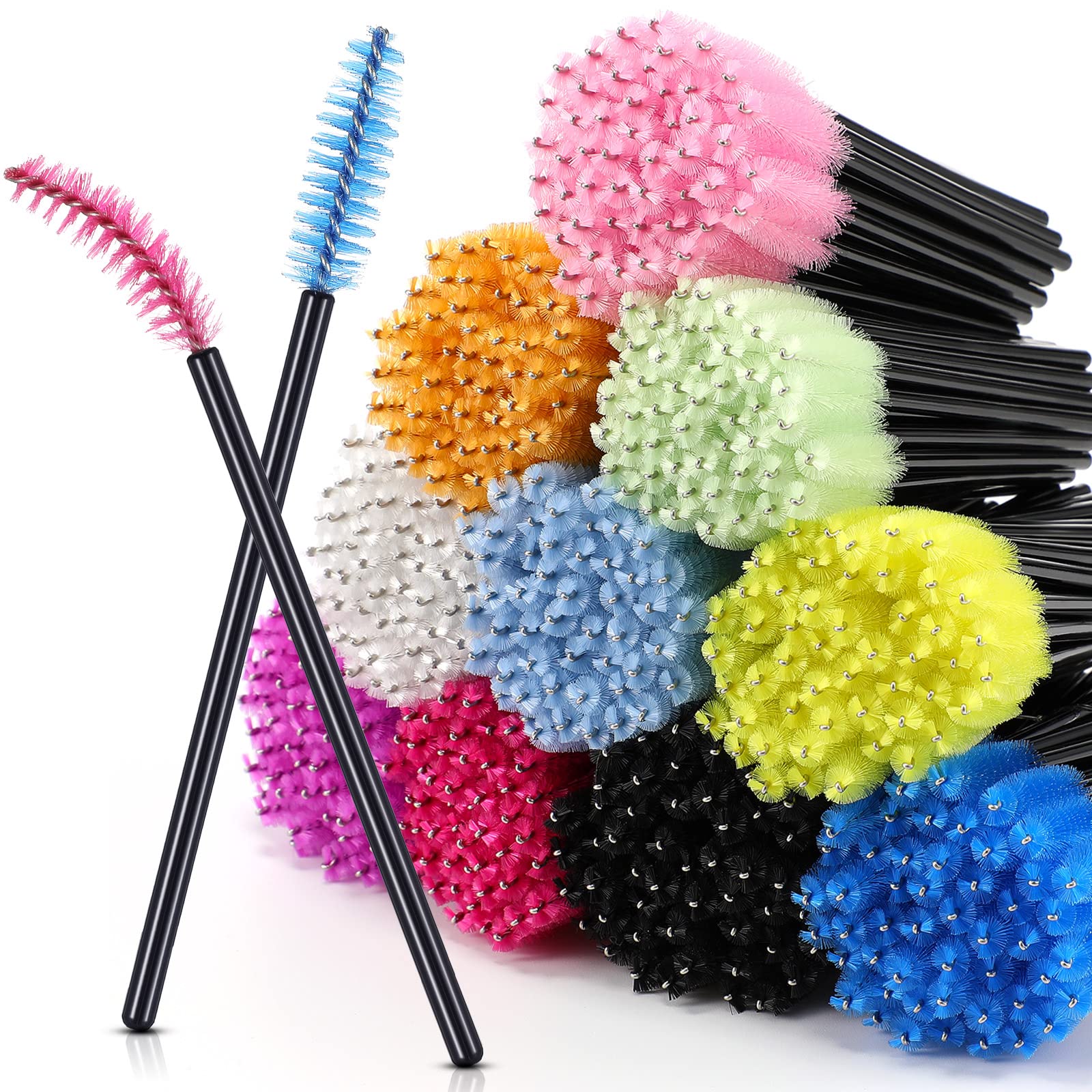 1000 Pcs Disposable Eyelash Mascara Brushes Disposable Mascara Wand Mascara Spoolies Eyelash Brush Applicators Disposable Eyebrow Comb for Eye Makeup Lash Extension, 3.86 Inches, 10 Colors