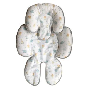 little me baby's full body support pillow, newborn infant head, back, neck, and legs protection for car seat, stroller, booster seat - safari animals, blue