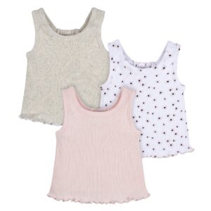 gerber baby girls' toddler 3-pack racer back tank tops, pink floral, 18 months