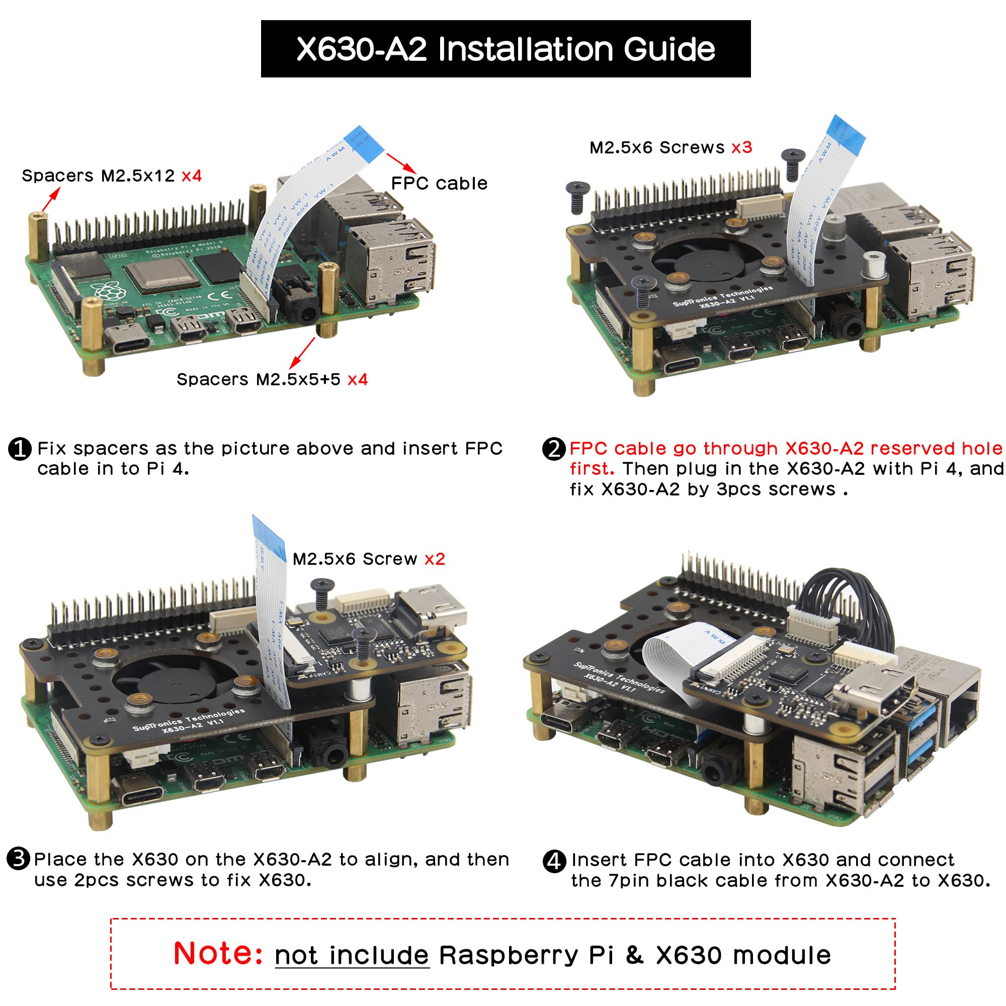 Geekworm X630-A2 Auido Hat & Cooling Fan Expansion Board for X630 Hdmi to CSI-2 Module & Raspberry Pi 4 Model B(Not include X630 & Raspberry Pi 4)