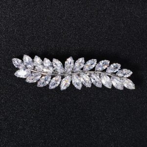 xerling rhinestone french barrettes hair clip automatic hair accessories hair spring clips leaf design zircon hair piece for women