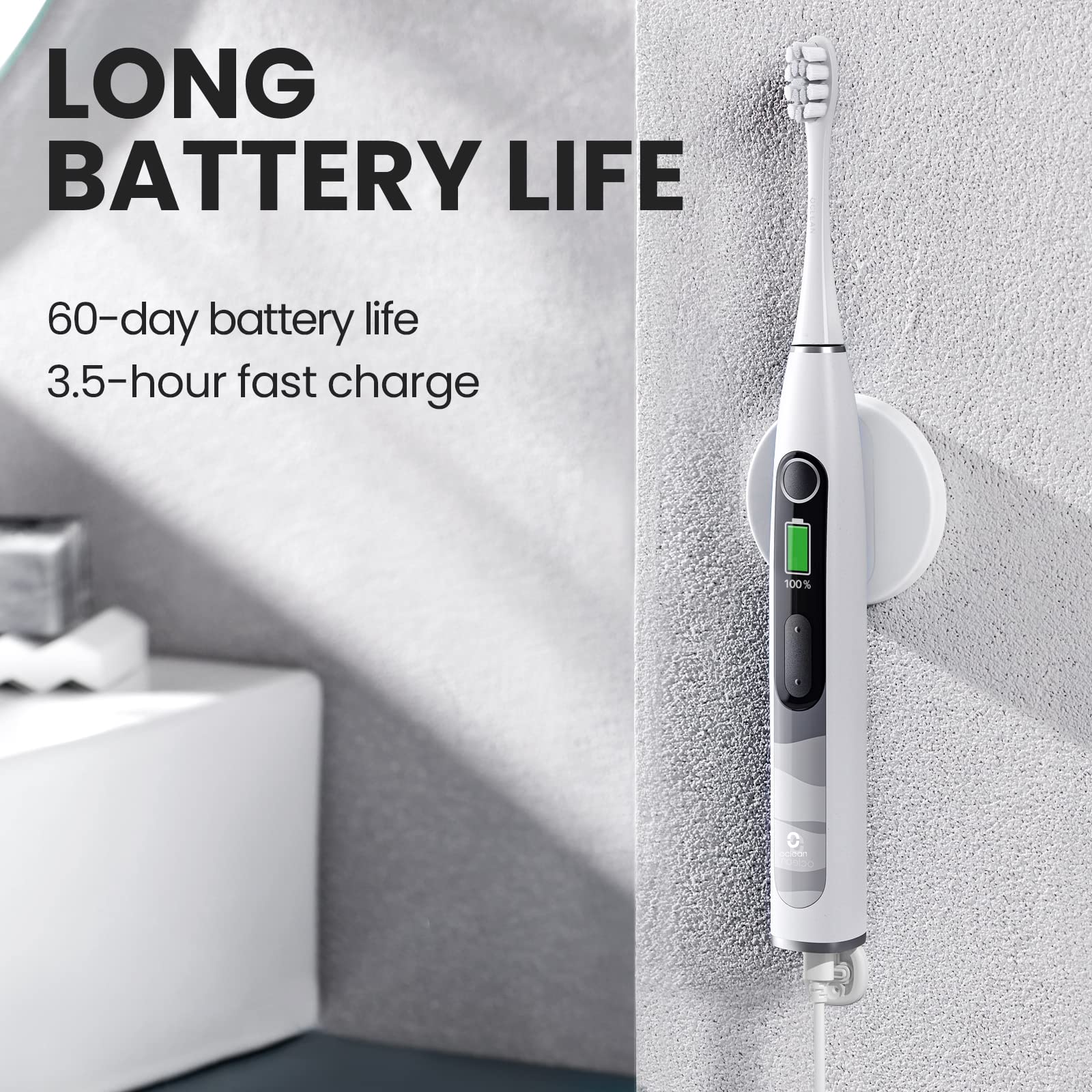 Oclean Smart Sonic Electric Toothbrush, X10 Rechargeable Toothbrush with Color Screen, 5-Mode&5-Intensity, 40000rpm Maglev Motor, Visualized/Emoji Feedback Power Toothbrush/Smart Timer (Gray)