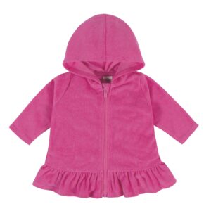 gerber girls' toddler zipper hoodie terry swimsuit cover up, pink, 3t