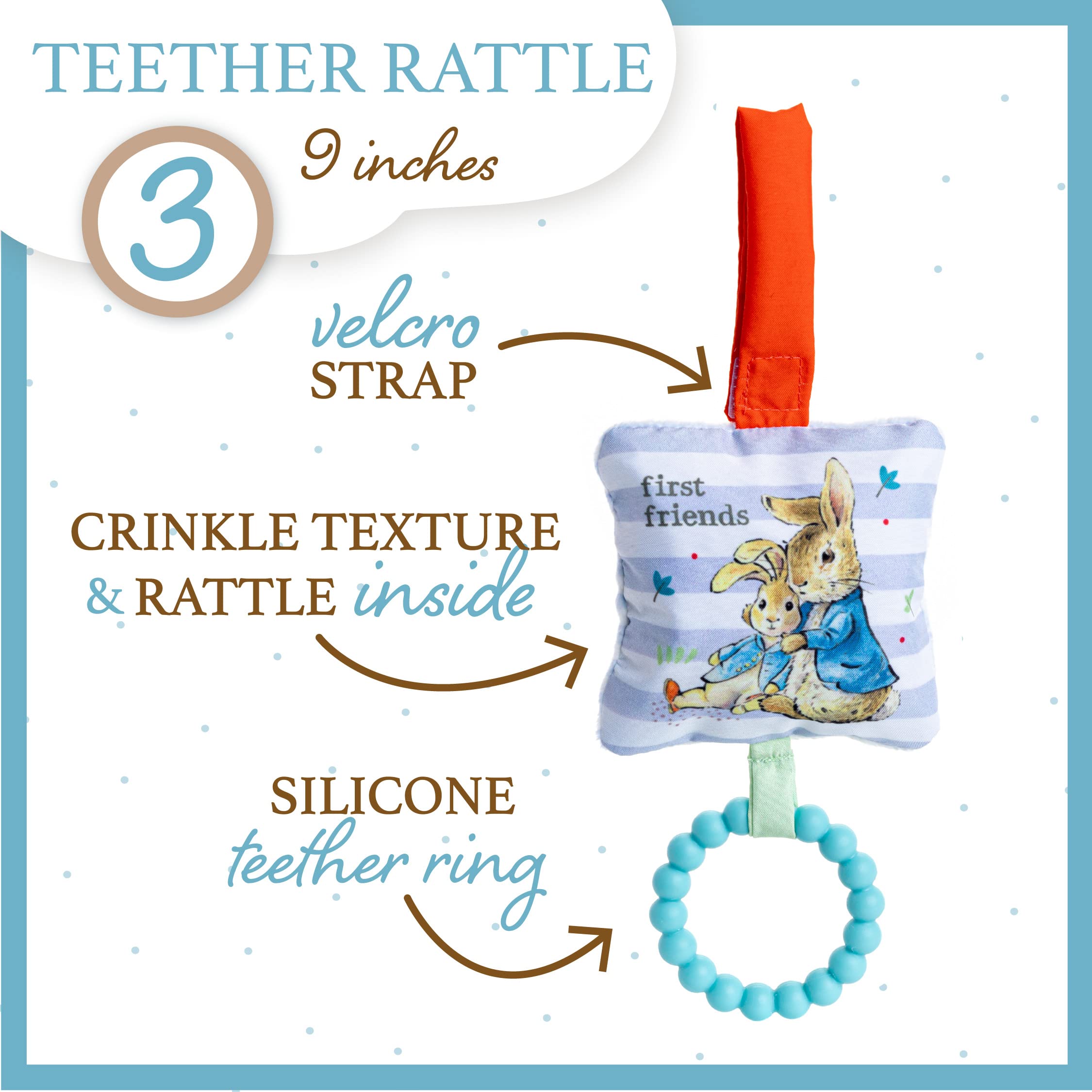 KIDS PREFERRED Beatrix Potter Peter Rabbit Gift Set with Stuffed Animal, Rattle, and Teether