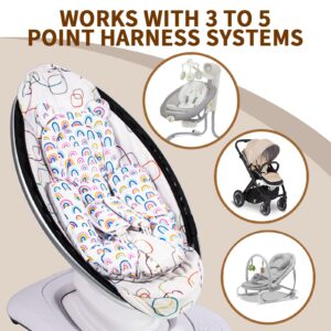 FEISIKE Infant Insert Compatible with Graco & 4moms mamaroo Systems, Include 5 Pcs Strap Pad, Head & Body Support Insert Cushion for Newborn to Toddler, Works for 3 to 5-Point Harness Systems, White