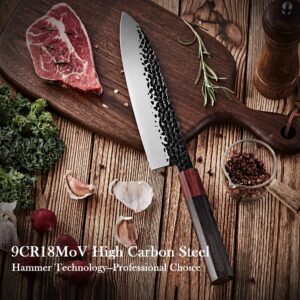 REDMOND Japanese Chef Knife 8 Inch, Super Sharp Gyuto Knife High Carbon 9CR18MoV Kitchen Knife, Professional Meat Knife with Ergonomic Handle, Gift Box