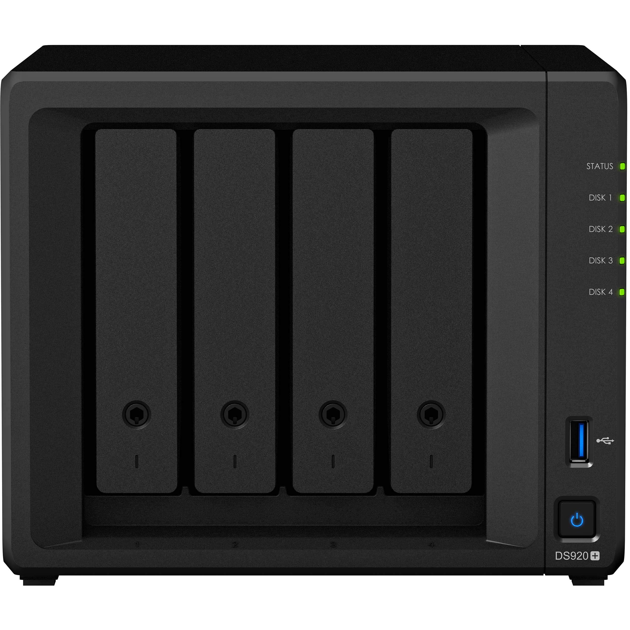 Synology DiskStation DS920+ NAS Server for Business with Celeron CPU, 8GB DDR4 Memory, 1TB M.2 SSD, 16TB HDD, DSM Operating System