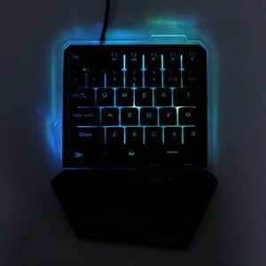 Dpofirs One-Handed Gaming Keyboard, 35 Keys Portable Mini Half Keypad, 6 Programmable Keys, Wireless RGB Mechanical Keyboard with Wrist Rest for PC Gamer