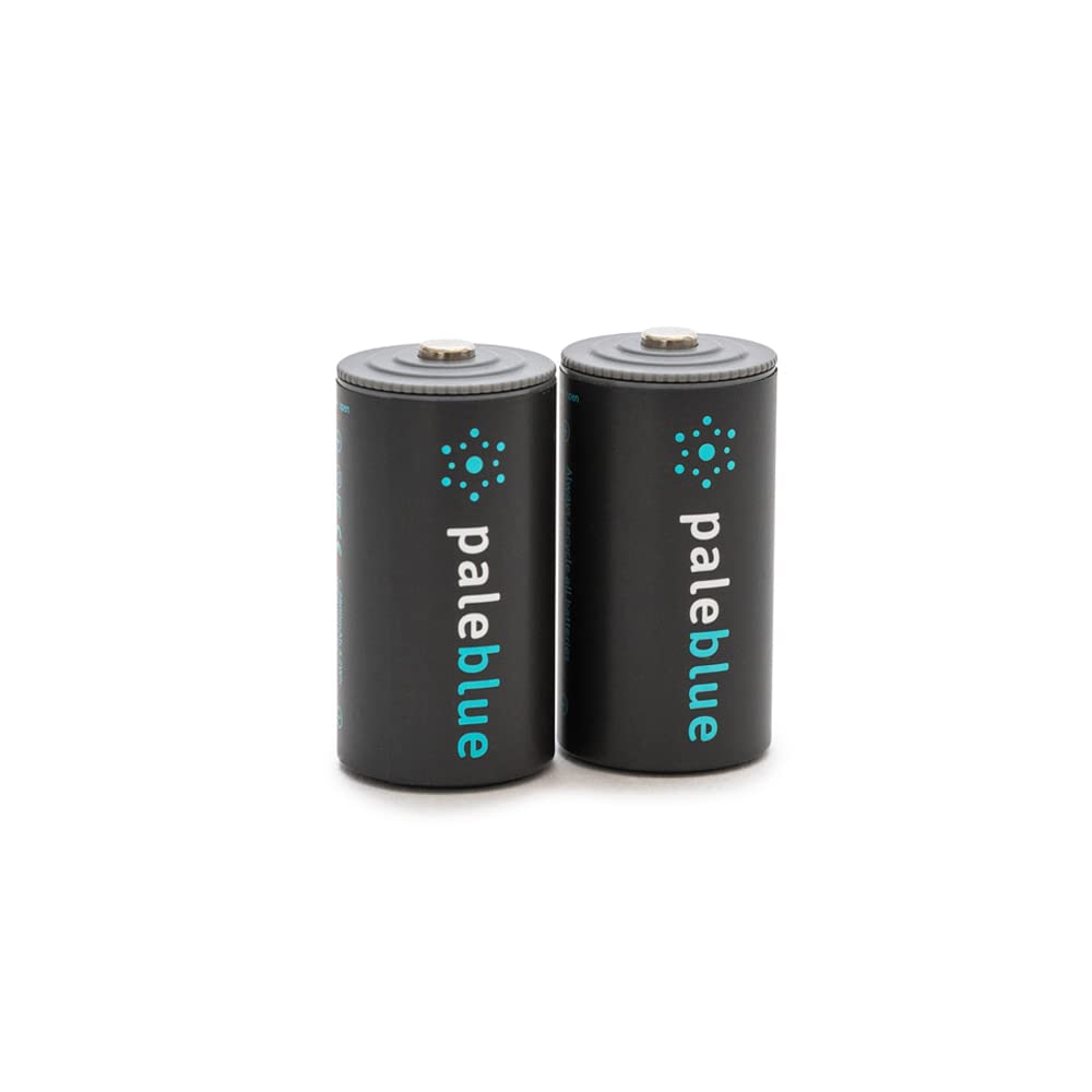 Rechargeable C Batteries with USB Charger by Pale Blue, Lithium Ion 1.5v 2800 mAh, Charges Under 1 Hour, Over 1000 Cycles, 2-in-1 USB to Micro USB Charging Cable, LED Charge Indicator, 4-Pack