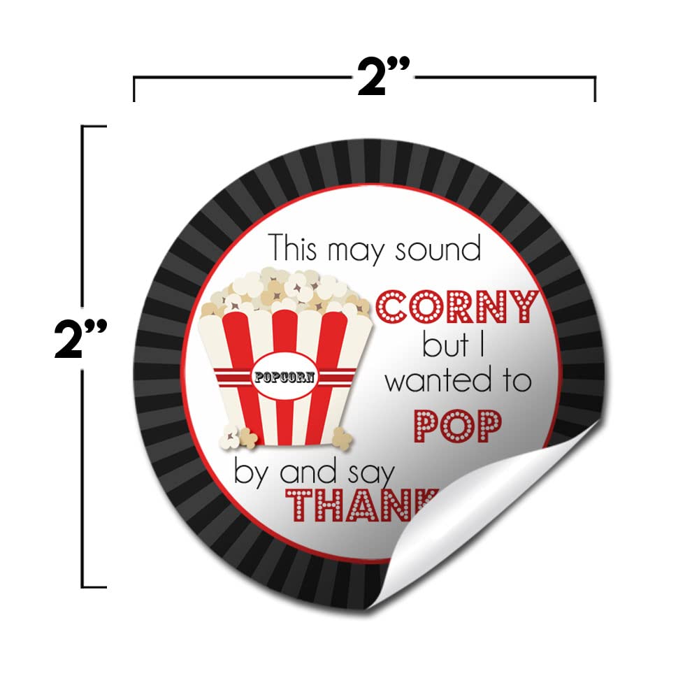 Corny Pop by Say Thanks Popcorn Appreciation & Encouragement Sticker Labels, 40 2" Party Circle Stickers by AmandaCreation, Great for Teachers, Co Workers, Anyone Who Needs to Feel Appreciated