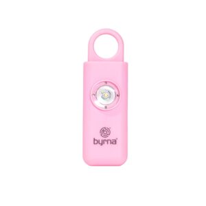 byrna banshee personal safety alarm - 130db loud military grade self defense emergency keychain siren device with led strobe alert light for women, men, children, elderly, hikers and runners (pink)