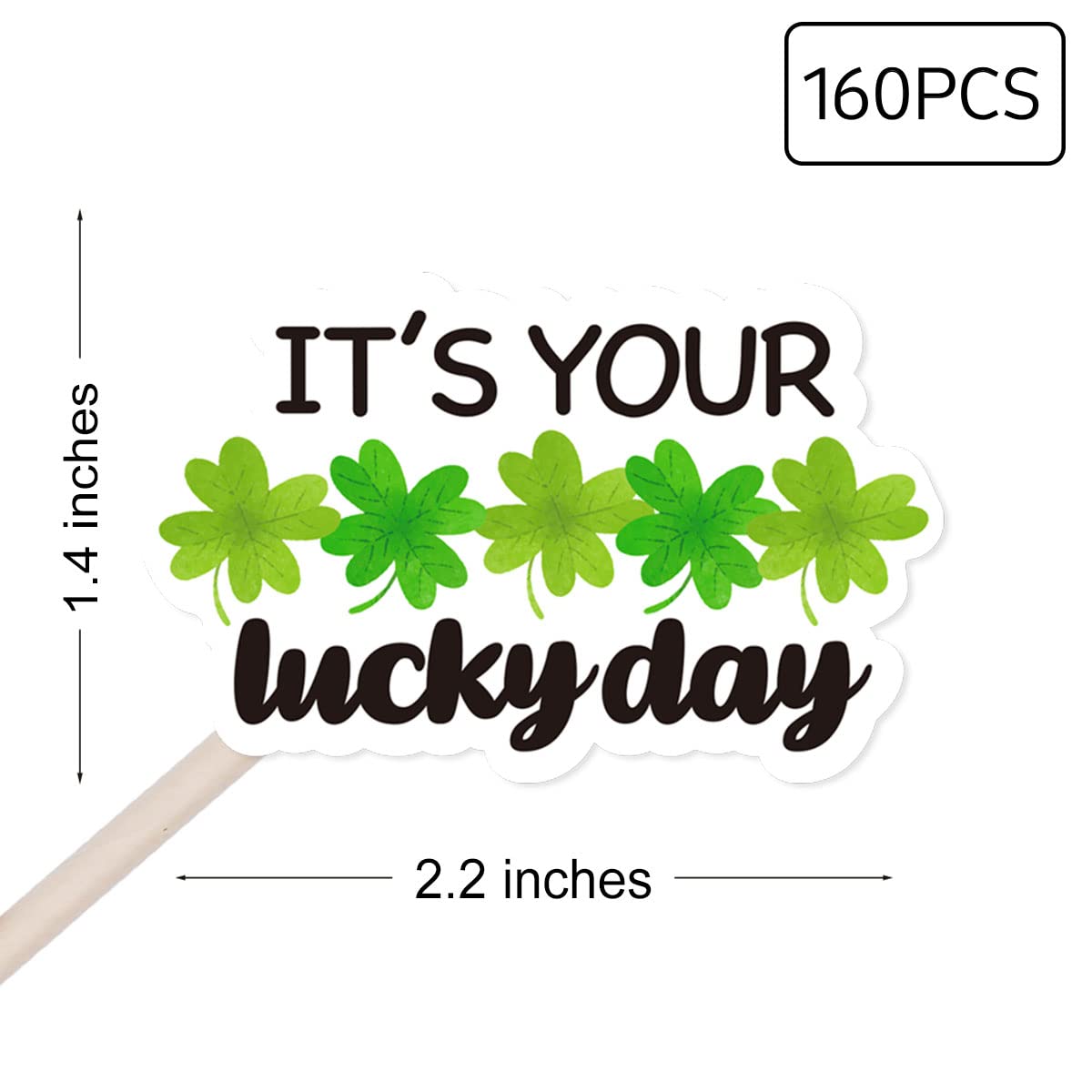 MEYFCLA It’s Your Lucky Day Patrick's Sticker,Cute Small Business Envelopes Stickers for Handmade Goods/Bags Packages ,Patrick's Theme Shop Seals 160 Labels