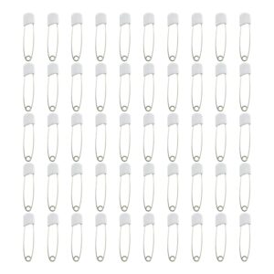 hahiyo 52mm length plastic head cloth pins closed sturdy easy penetrate safer operate reusable durable stainless steel nappy diaper pin white 50 pcs for sock towel bed sheet vurtains clothing