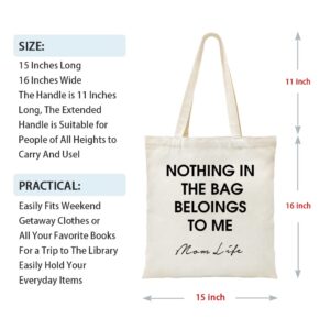 ZHANTUONE Canvas Tote Bag，Nothing In The Bag Beloings To Me，Funny Mom Canvas Tote Bag，New Baby Gift，Mom Birthday Gifts，Baby Shower Gifts，Mothers Day Gifts ，For New Mom Maternity Gift，Pregnancy Gift