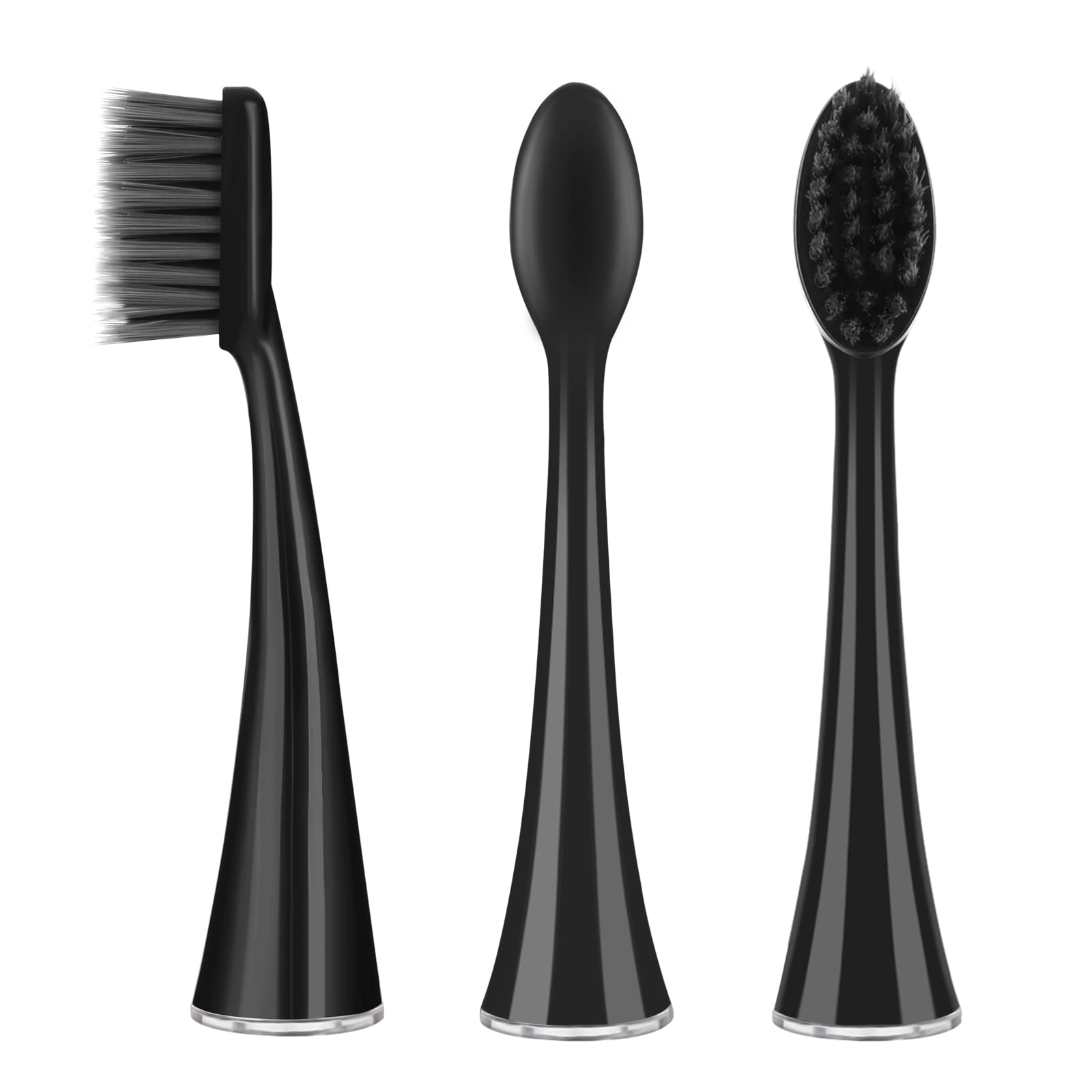 Replacement Toothbrush Heads for Burst Electric Toothbrush Adults with Dust Cover Caps, Soft Charcoal Bristles for Deep Cleaning, Plaque Removal and Whiting Teeth, 5 Counts, Black