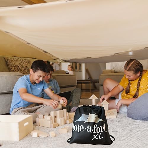 Tote a Fort Earthy XL Blanket Fort Building Kit - Portable Playhouse Play Tent Fort - Indoor & Outdoor Toy Set for Ages 4-12+ - STEM Toy - 4 Blanket Set