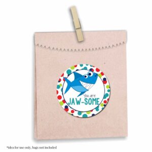 You are Jaw-Some Shark Appreciation & Encouragement Sticker Labels, 40 2" Party Circle Stickers by AmandaCreation, Great for Teachers, Co Workers, Employees and Anyone Who Needs to Feel Appreciated