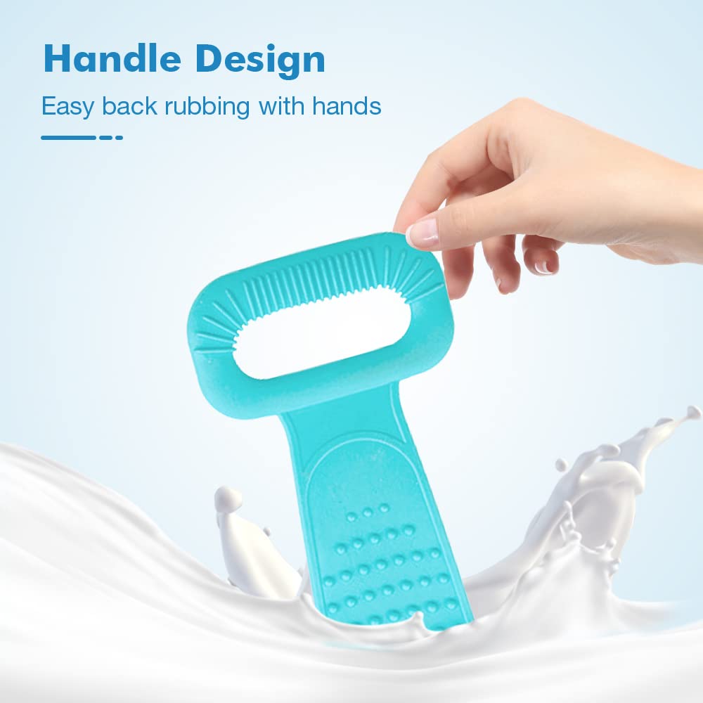 Silicone Shower Foot Scrubber Bath Brush Set,Silicone Shower Foot Scrubber Plus Shower Body Brush,Personal Shower Cleaning Kit for Women and Men,Blue