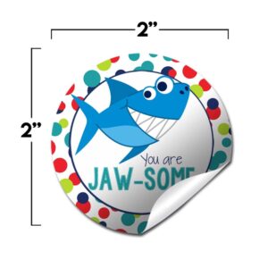 You are Jaw-Some Shark Appreciation & Encouragement Sticker Labels, 40 2" Party Circle Stickers by AmandaCreation, Great for Teachers, Co Workers, Employees and Anyone Who Needs to Feel Appreciated