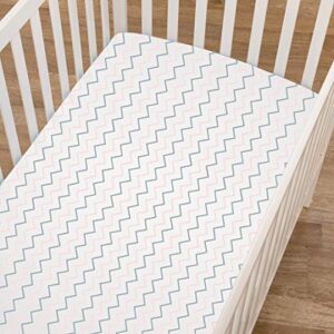 American Baby Company 3 Pack Fitted Crib Sheets 28" x 52", Soft Breathable Neutral 100% Cotton Jersey Sheet, Pink Star/Zigzag, for Boys and Girls, Fits Crib and Toddler Bed mattresses