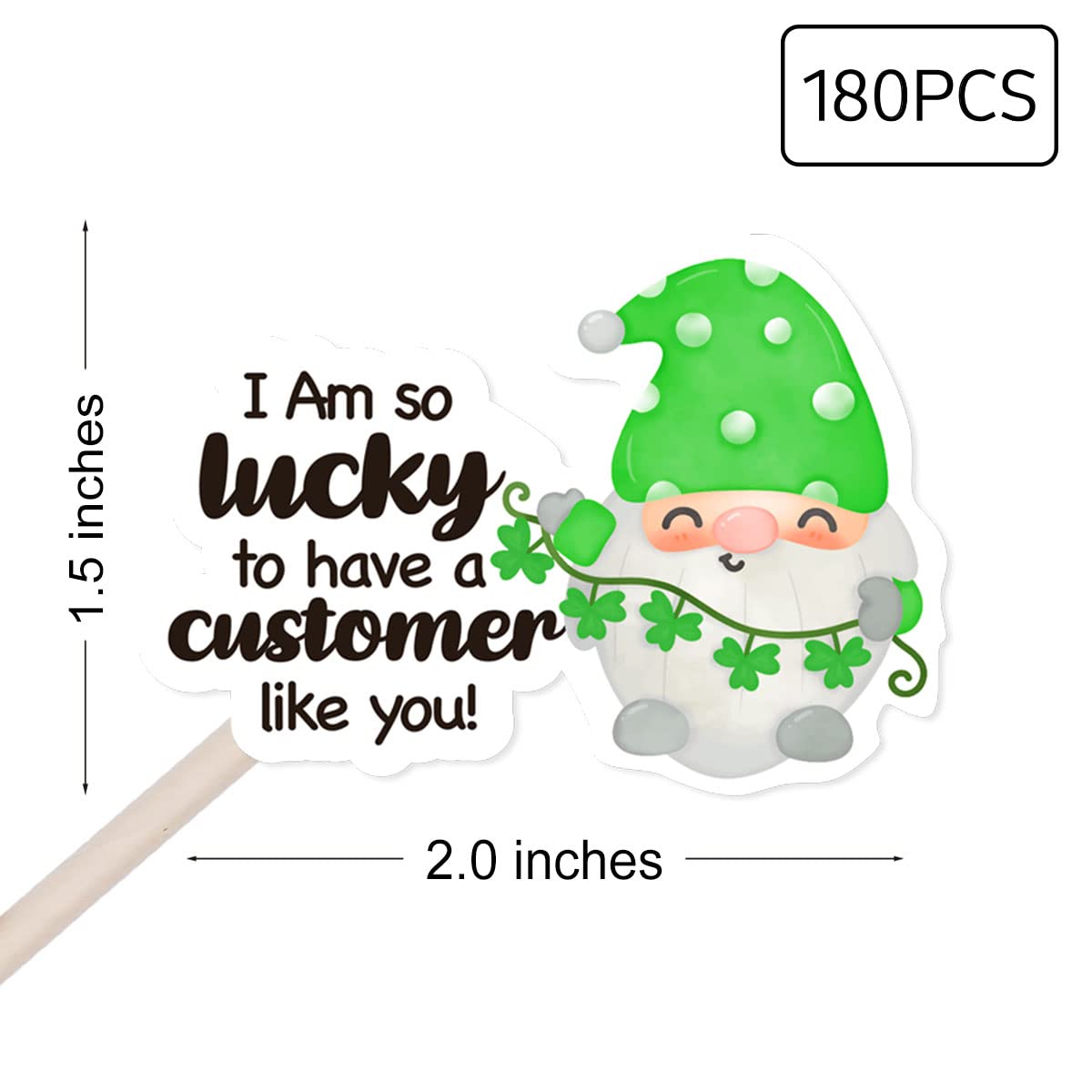 I Am So Lucky Gnome Patrick's Day Sticker,Cute Small Business Envelopes Stickers for Handmade Goods Business Packages ,Patrick's Day Theme Small Shop Business Stickers for Envelopes Seals 180 Labels