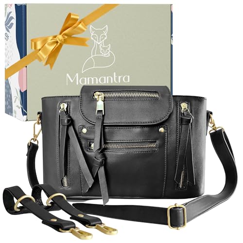 MAMANTRA Mini Diaper Bag - Best Toddler Mom Gift, Crossbody Diaper Bag Purse, stylish leather stroller organizer