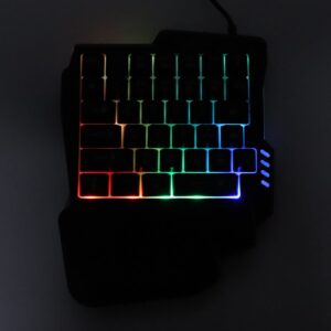 wendeekun One Handed Gaming Keyboard, 35 Keys Gaming Keyboard Mechanical,Waterproof Wide Palm Rest Black Single Handed Keyboard for Computer Mobile Games