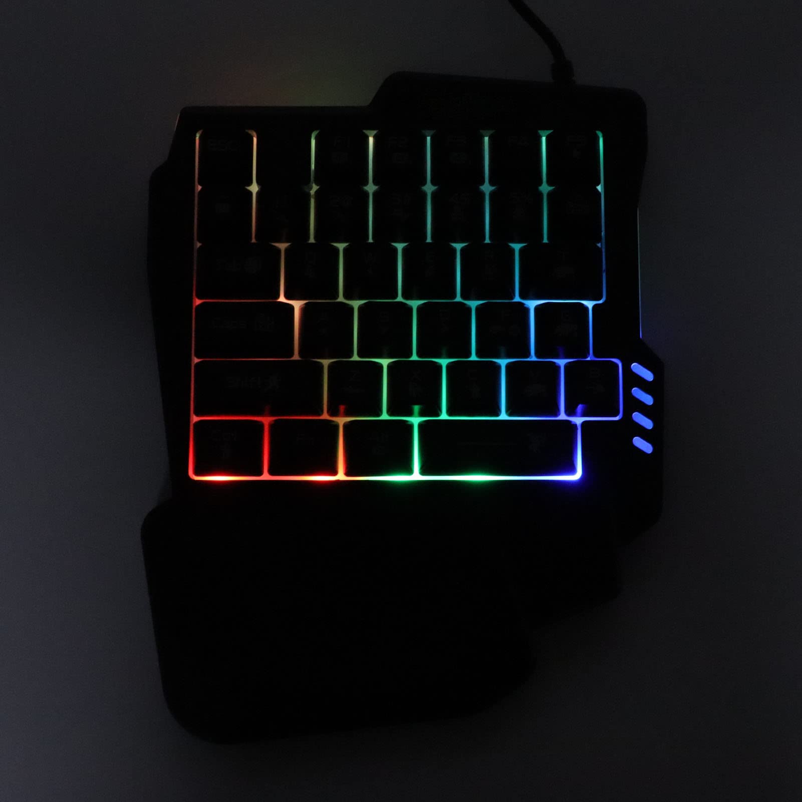 wendeekun One Handed Gaming Keyboard, 35 Keys Gaming Keyboard Mechanical,Waterproof Wide Palm Rest Black Single Handed Keyboard for Computer Mobile Games