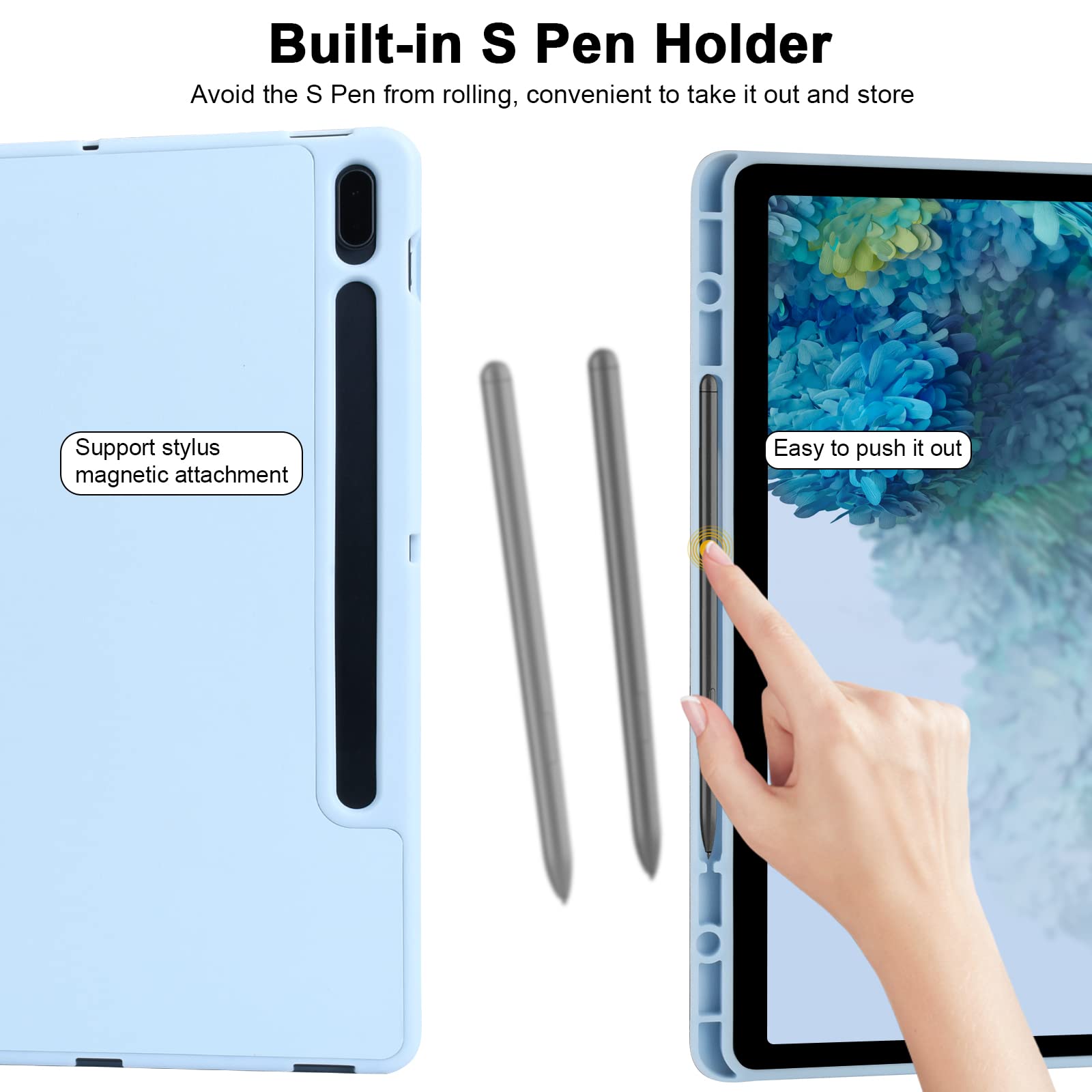 COO Case for Samsung Galaxy Tab S8 Plus/S7 FE/S7 Plus with S Pen Holder, Premium PU Leather Stand Folio Tablet Case for Galaxy Tab S8+ 2022/S7 FE 2021/S7 Plus 2020 12.4” (Blue)