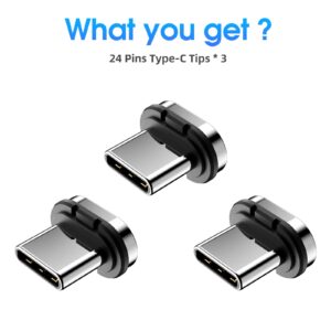 DuHeSin 24pins Magnetic USB C Connector Tips Head (3 Pack) Compatible for Most Type C Phone Cable Adapter Pad Tablet Devices