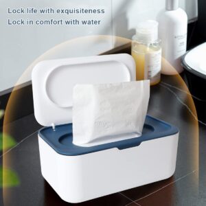 Baby Wipes Dispenser, Baby Wipe Holder, Large Capacity Wipes Dispenser, Wipe Container with Sealing Lids,Non-Slip, Easy Open & Close (Blue))