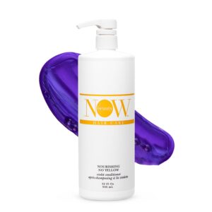 now beauty nourishing no yellow violet conditioner - deep conditioner for color - treated hair - adds texture & shine to hair - vegan - color safe - paraben & sulfate free - for men & women - 32 oz