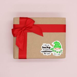 I Am So Lucky Gnome Patrick's Day Sticker,Cute Small Business Envelopes Stickers for Handmade Goods Business Packages ,Patrick's Day Theme Small Shop Business Stickers for Envelopes Seals 180 Labels