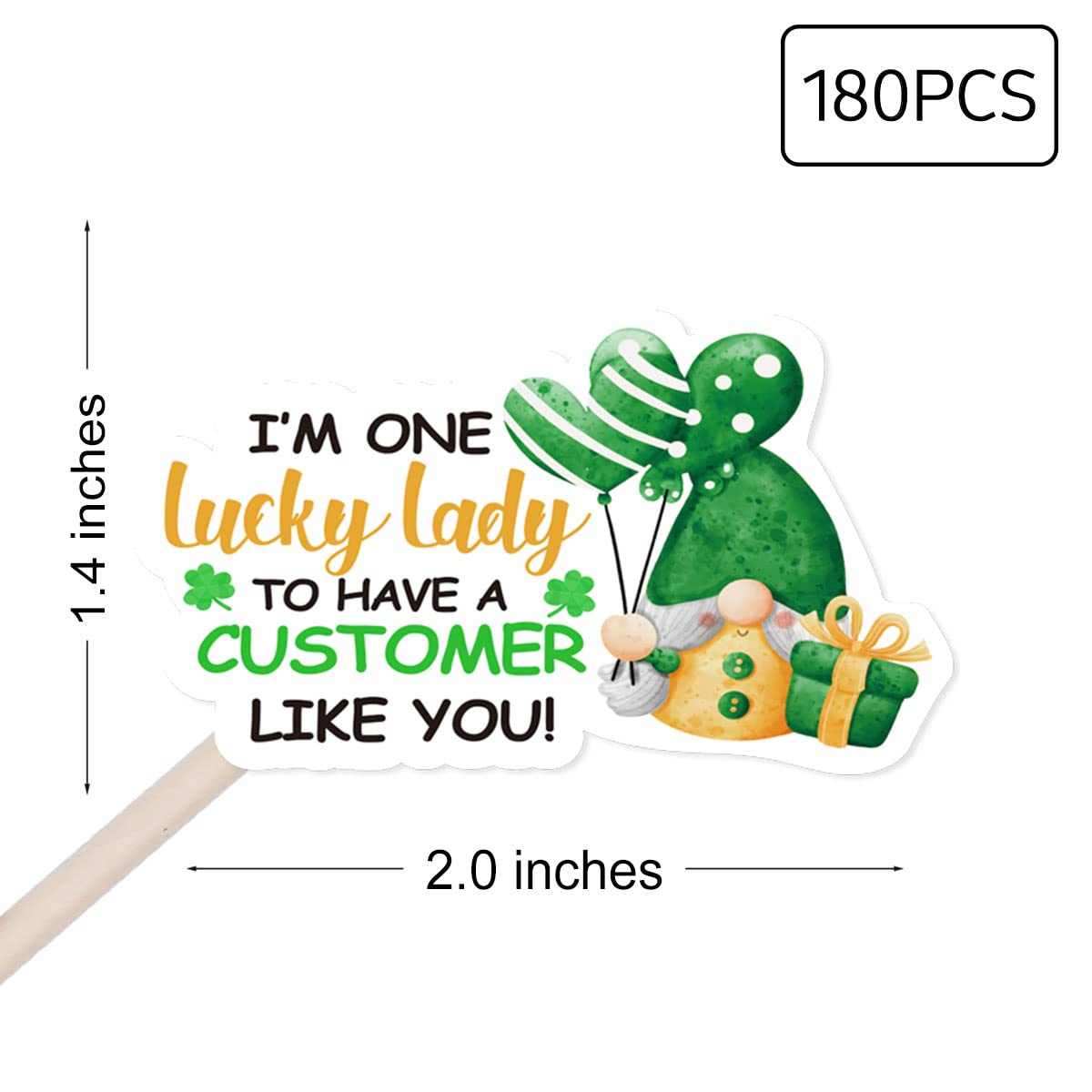 I’m One Lucky Lady Patrick's Day Sticker,Cute Small Business Envelopes Stickers for Handmade Goods/Bags Business Packages ,Patrick's Day Theme Small Shop Business Stickers for Envelopes Seals 180 Labels