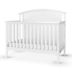 Child Craft Cottage Curve Crib and Dresser Nursery Set, 3-Piece, Includes 4-in-1 Convertible Crib, 3 Drawer Dresser, and Changing Table Topper, Grows with Your Baby (Matte White)