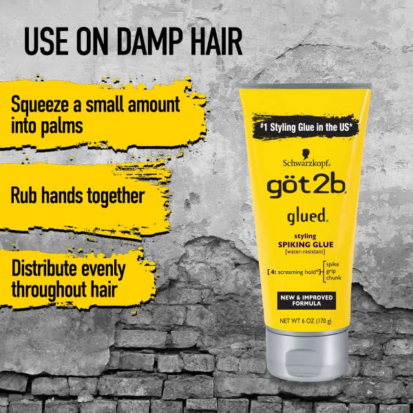 Got2B Glued Styling Spiking Hair Gel 2 - 6 oz tubes + 1 Travel 1.25 oz tube