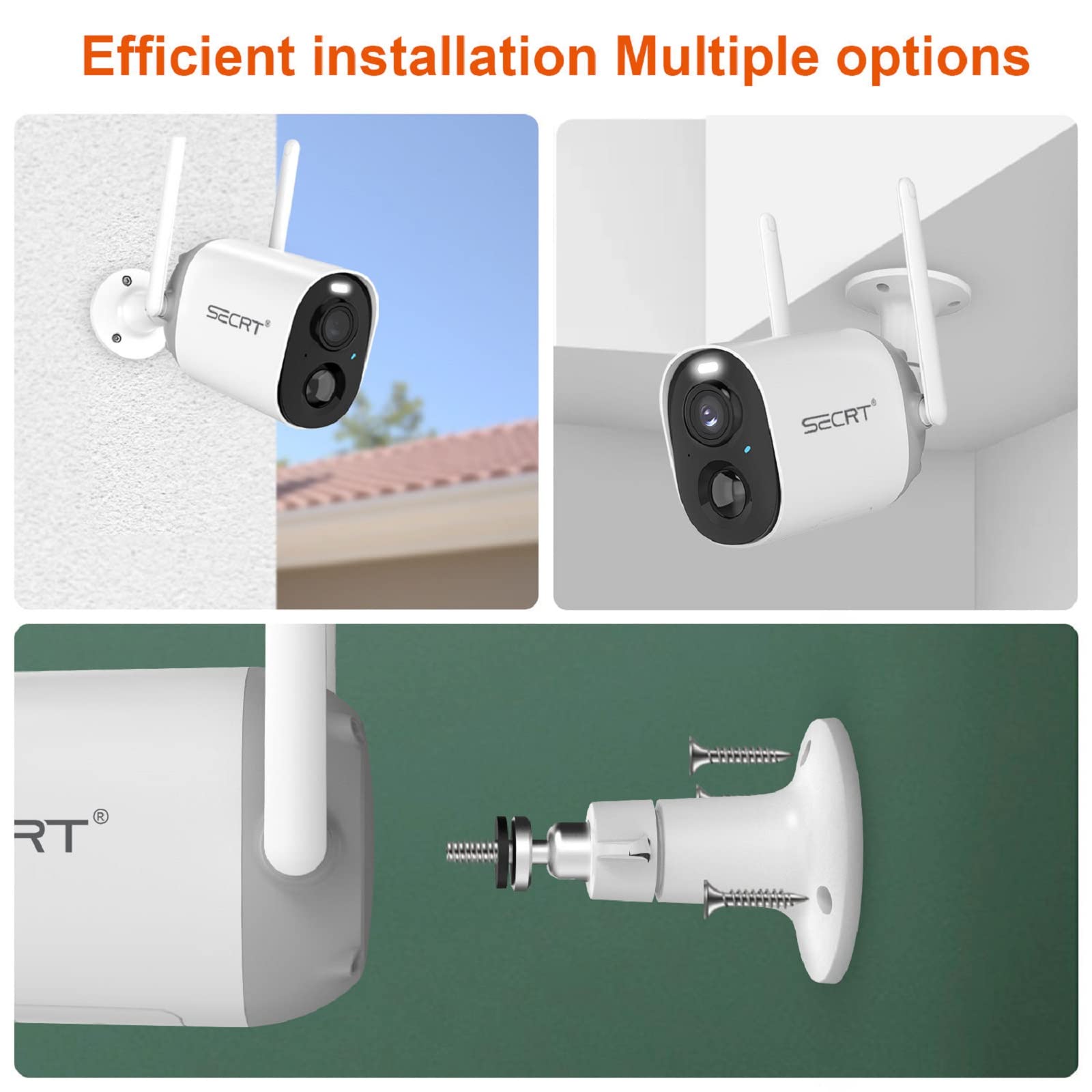 Wireless Outdoor Security Camera, Battery Powered 1080P WiFi Surveillance Cameras for Home Security System, Color Night Vision, Motion Detection, Siren Alarm and Spotlight, 2-Way-Talk