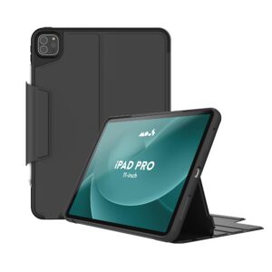 mous ipad pro 11 inch (3rd/4th gen) case with pencil holder, integrated stand, and airofoam protection [black, portable electronic device cover]