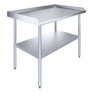 amgood commercial work table with backsplash and sidesplashes | height: 35" | stainless steel prep table for kitchen, restaurant, garage, laundry | nsf (48" long x 30" deep)