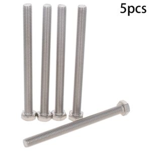 Heyiarbeit M8 Hex Bolt M8-1.25 x 100mm UNC Hex Head Screw Bolts 304 Stainless Steel Fully Threaded Hex Tap Bolts Silver 5pcs