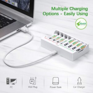 EBL Rechargeable AA Batteries 2800mAh 16 Pack and 8-Bay AA AAA Individual Rechargeable Battery Charger