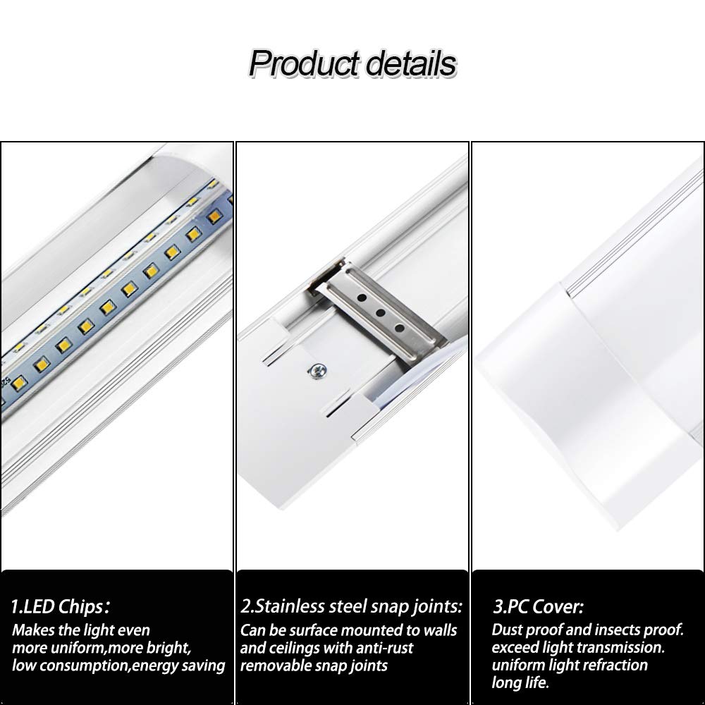 Ankishi LED Shop Light 20W 2FT, 4 Pack LED Tube Light, 2400LM 3000K Warm White, Under Cabinet Lighting, Integrated LED Linear Ceiling Light Fixture for Office, Workshop Kitchen, Laundry Room