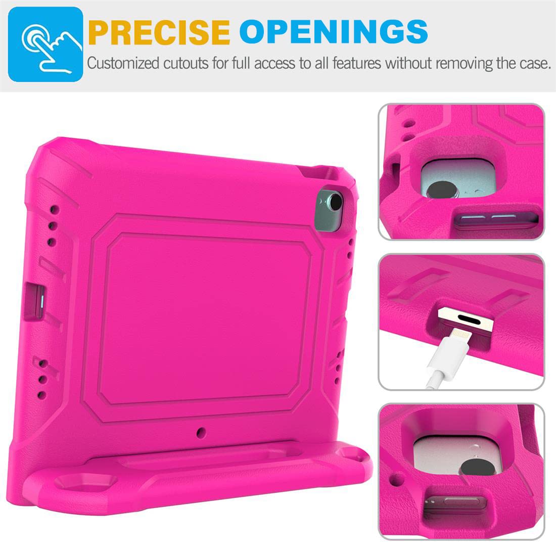 SUPLIK Kids Case for iPad Air 5th/4th Generation (10.9 inch, 2022/2020), Kids Case with Screen Protector, Shockproof Case with Handle Stand for iPad Air 4/5 & Pro 11 Old Version, Pink