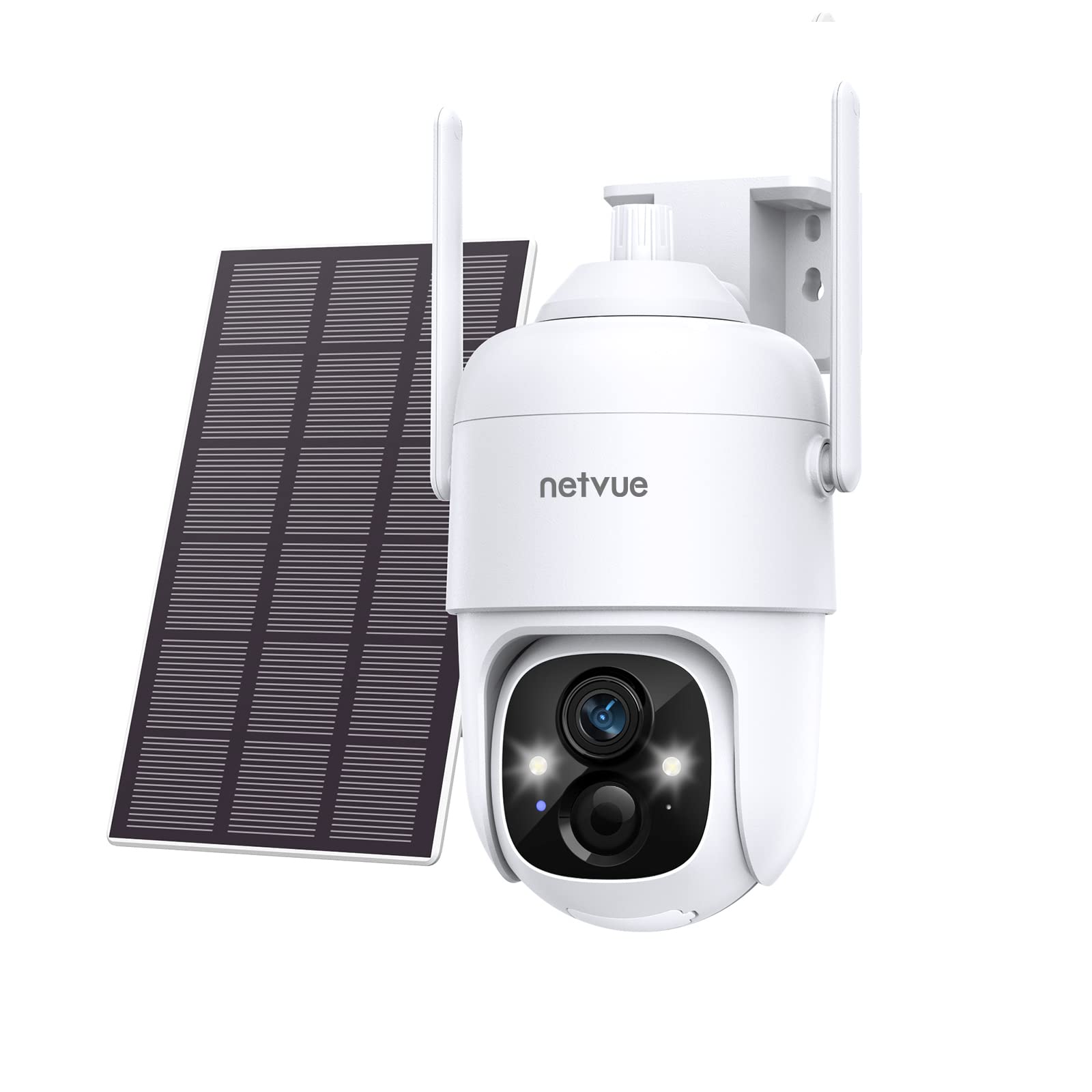 NETVUE Solar Security Cameras Wireless Outdoor Camera 2.4G WiFi 360° View Pan Tilt Strobe Light/Spotlight Home Security System with Motion Detection and Siren, Two-Way Audio, Color Night Vision