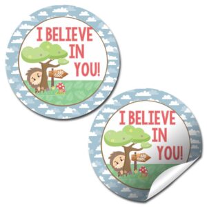 i believe in you bigfoot appreciation & encouragement sticker labels, 40 2" party circle stickers by amandacreation, great for teachers, co workers, employees and anyone who needs to feel appreciated