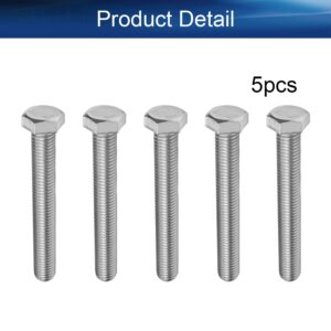 Heyiarbeit M12 Hex Bolt M12-1.75 x 90mm UNC Hex Head Screw Bolts 304 Stainless Steel Fully Threaded Hex Tap Bolts 5pcs