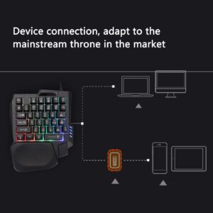 wendeekun One Handed Gaming Keyboard, 35 Keys Gaming Keyboard Mechanical,Waterproof Wide Palm Rest Black Single Handed Keyboard for Computer Mobile Games