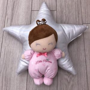 Plush Baby Doll with Rattle, Princess Sarah (Pink, 10 inch)